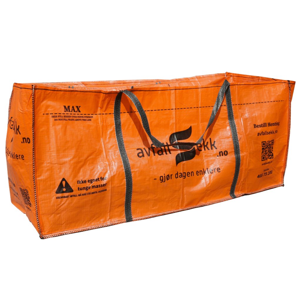 Stor avfallssekk, big bag 1800 liter, putt avfallet rett i sekk